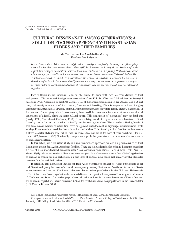 (PDF) Cultural Dissonance among Generations: A Solution-Focused ...