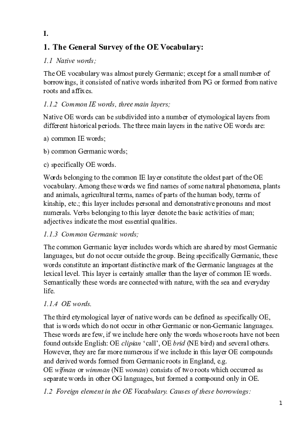 (DOC) The General Survey of the OE Vocabulary