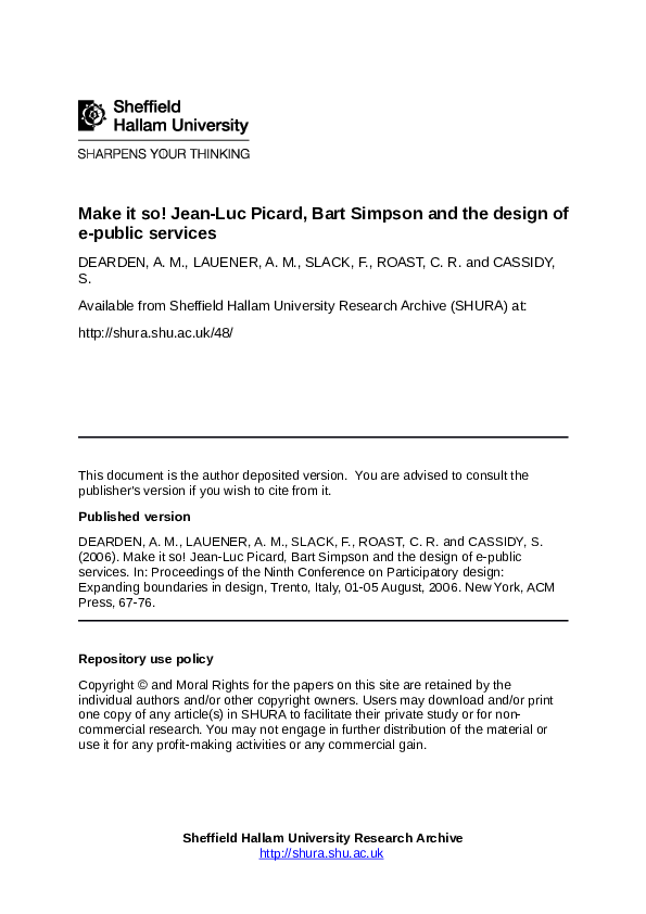 (PDF) Make it so! Jean-Luc Picard, Bart Simpson and the design of e ...