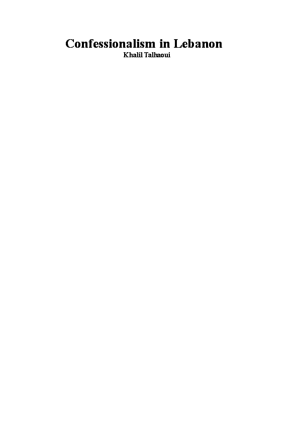 (DOC) Confessionalism in Lebanon