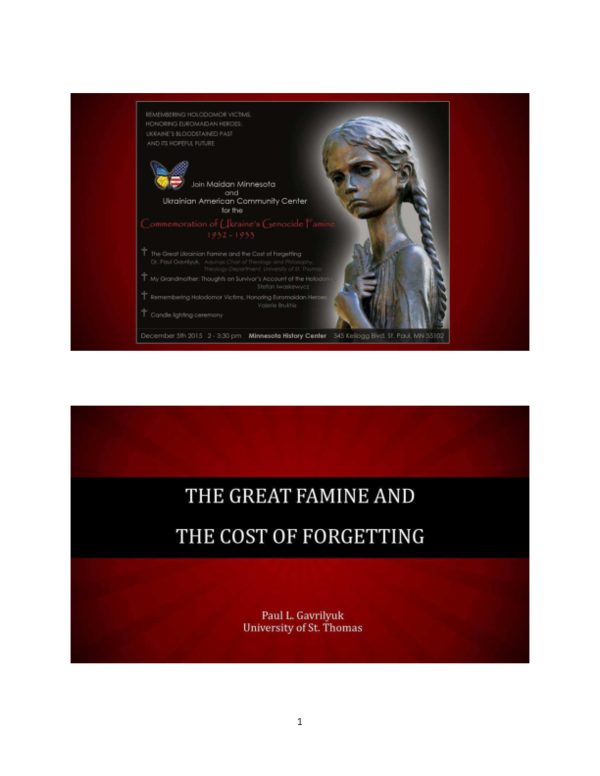 (PDF) "The Great Ukrainian Famine of 1932-1933 and the Cost of ...