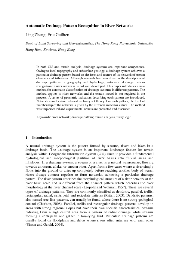 Automatic Drainage Pattern Recognition in River Networks | Eric Guilbert - Academia.edu
