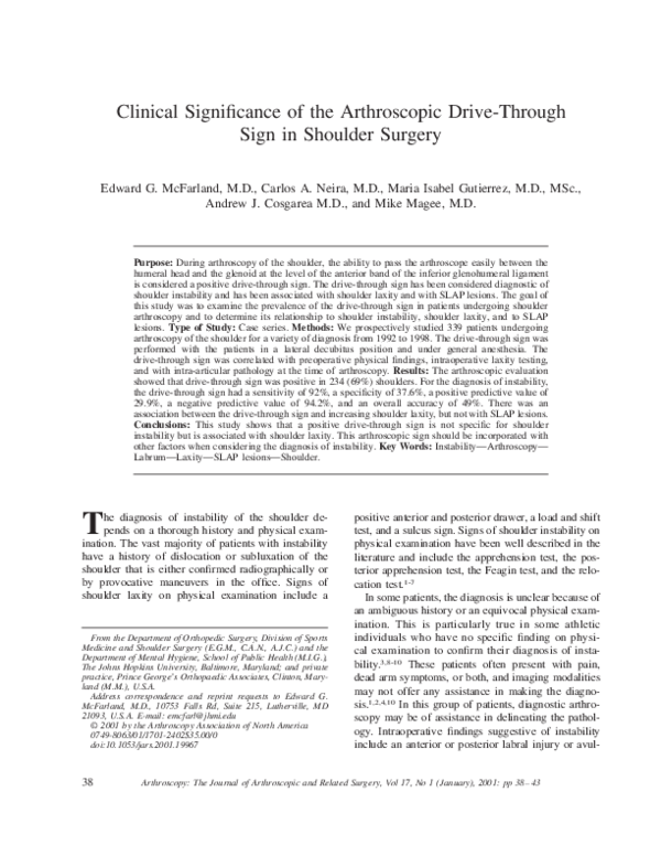 (PDF) Clinical significance of the arthroscopic drive-through sign in ...