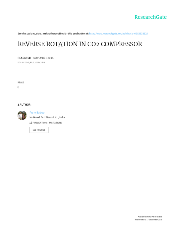 (PDF) Reverse Rotation of CO2 Compressor