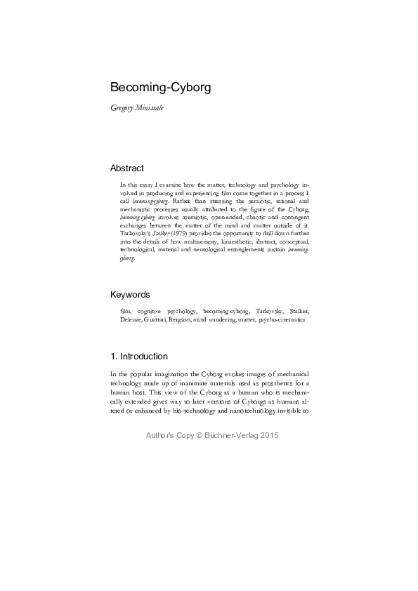 (PDF) Becoming-cyborg: The Psychology of Tarkovsky's Stalker