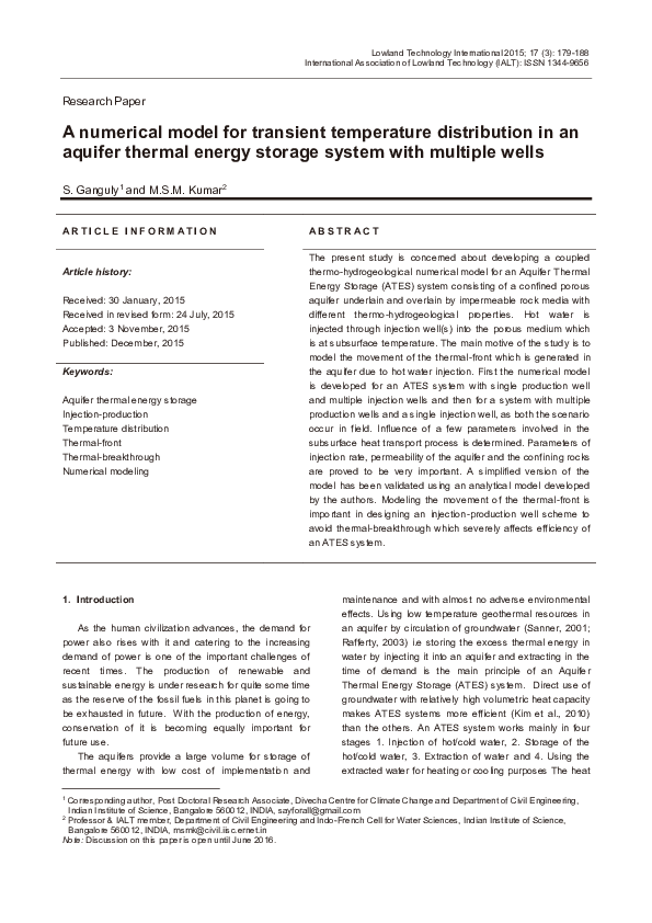 Pdf A Numerical Model For Transient Temperature Distribution In An