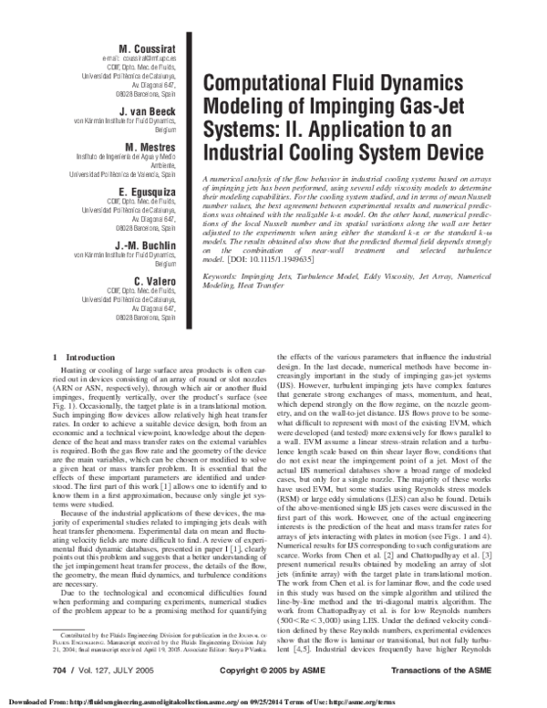 Pdf Computational Fluid Dynamics Modeling Of Impinging Gas Jet Systems Ii Application To An