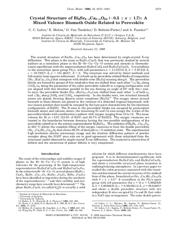 (PDF) Crystal structure of Bi2Sr2CuO6: A structure based on periodic ...