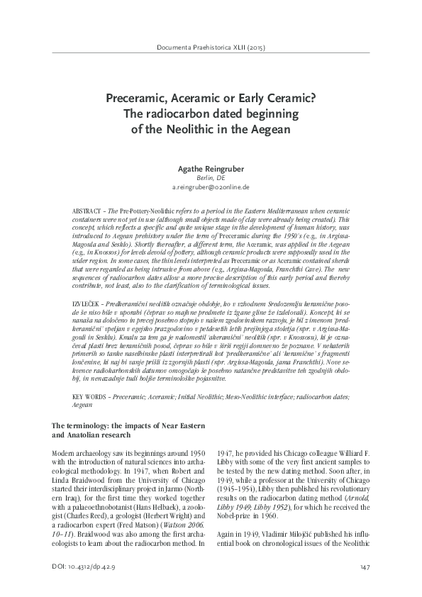 (PDF) Preceramic, Aceramic or Early Ceramic? The radiocarbon dated ...
