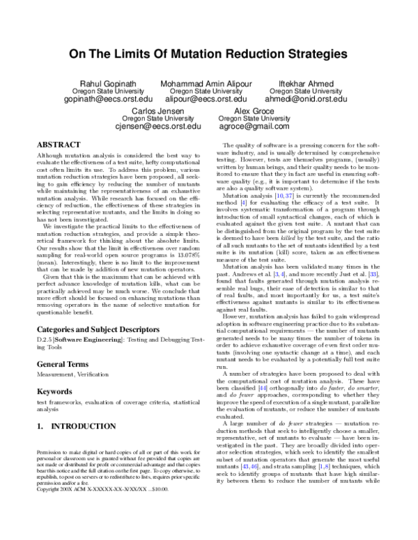 Pdf On The Limits Of Mutation Reduction Strategies