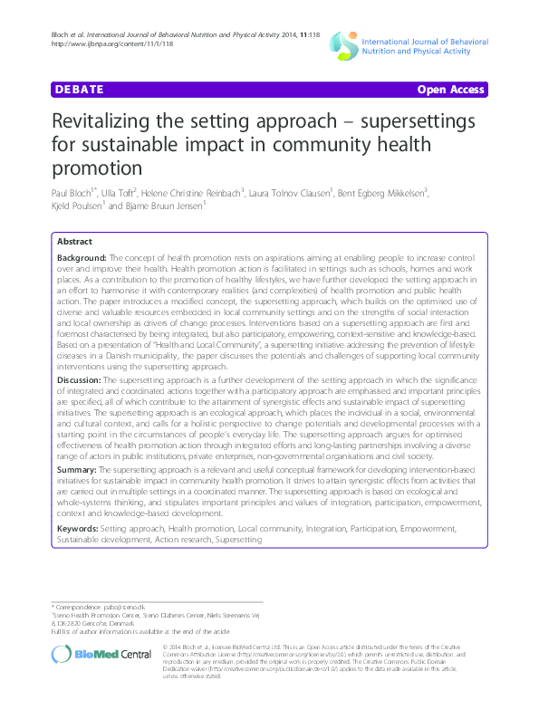 (PDF) Revitalizing the setting approach supersettings for sustainable ...