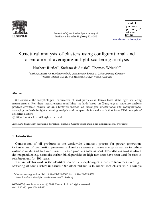 Pdf Structural Analysis Of Clusters Using Configurational And Orientational Averaging In Light