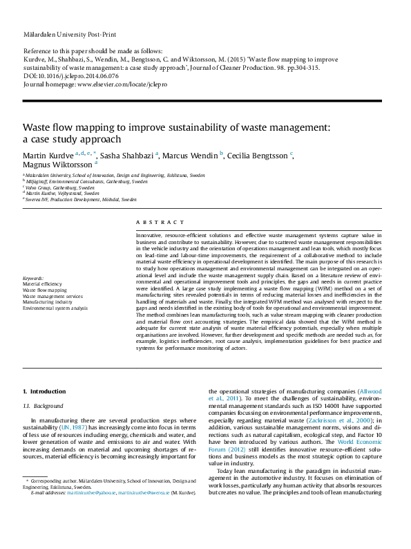 (PDF) Waste Flow Mapping: Improve sustainability and realize waste ...