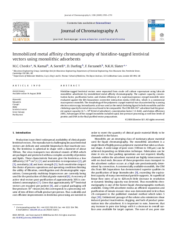 (PDF) Immobilized metal affinity chromatography of histidine-tagged ...