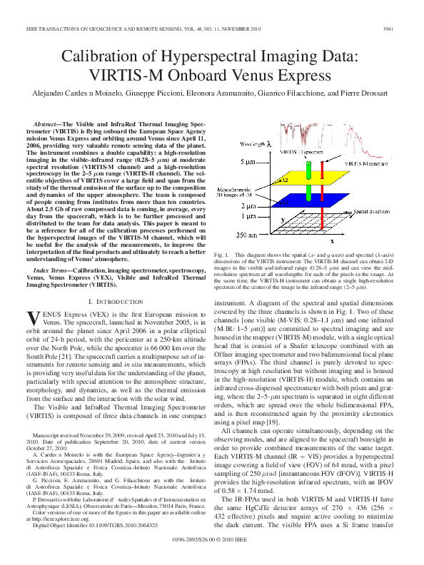 (PDF) Calibration of Hyperspectral Imaging Data: VIRTIS-M Onboard Venus ...