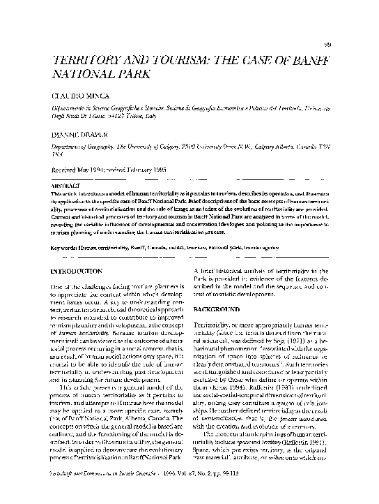 (PDF) Territory and Tourism: the case of Banff National Park