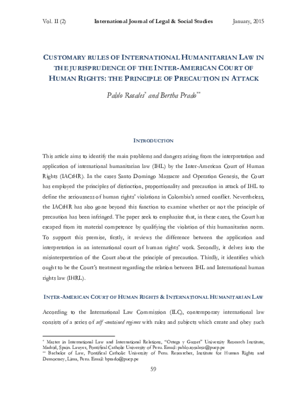 (PDF) Customary Rules of International Humanitarian Law in the ...