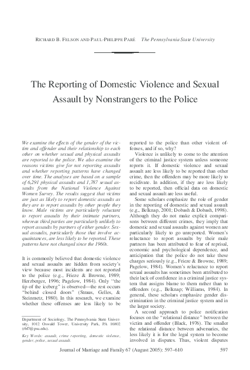 (PDF) The Reporting of Domestic Violence and Sexual Assault by ...
