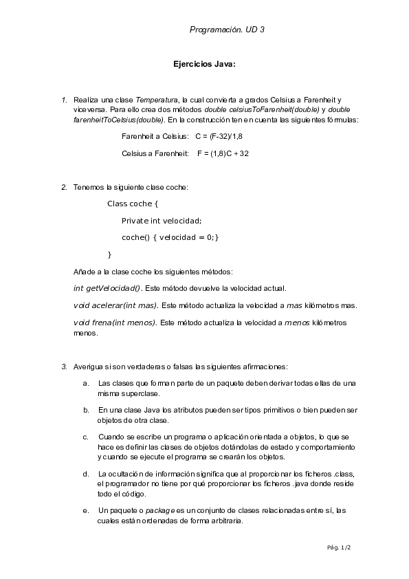 (DOC) Ejercicios Java