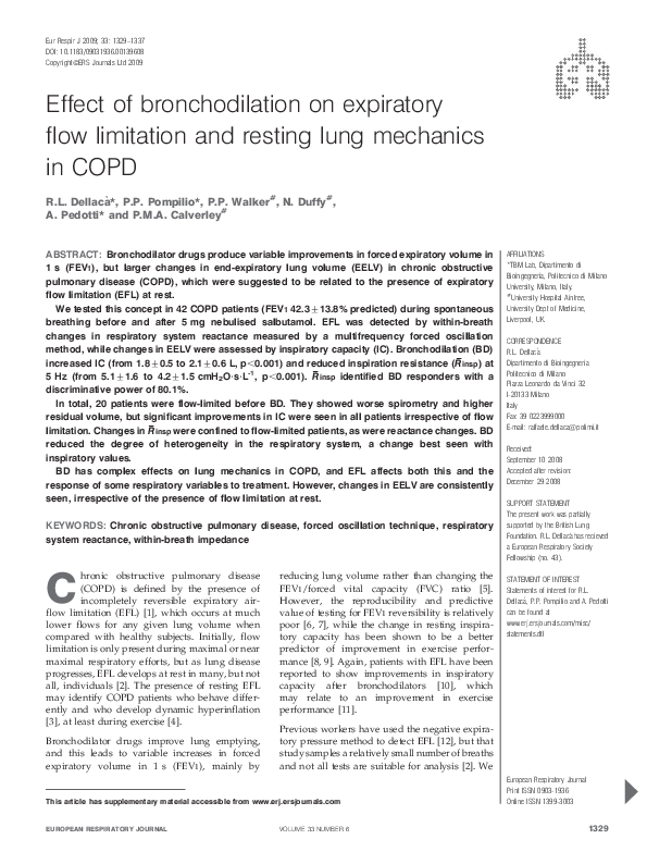 (PDF) Effect of bronchodilation on expiratory flow limitation and ...