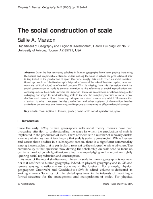 (PDF) The social construction of scale