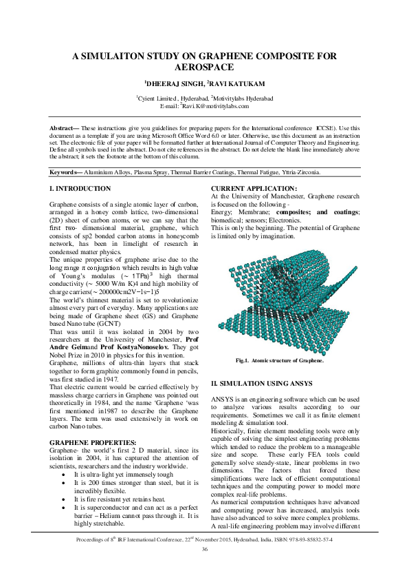 (PDF) A SIMULAITON STUDY ON GRAPHENE COMPOSITE FOR AEROSPACE