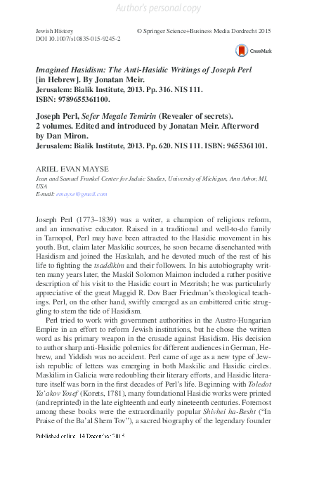 (PDF) Review of Jonatan Meir, Imagined Hasidism: The Anti-Hasidic ...