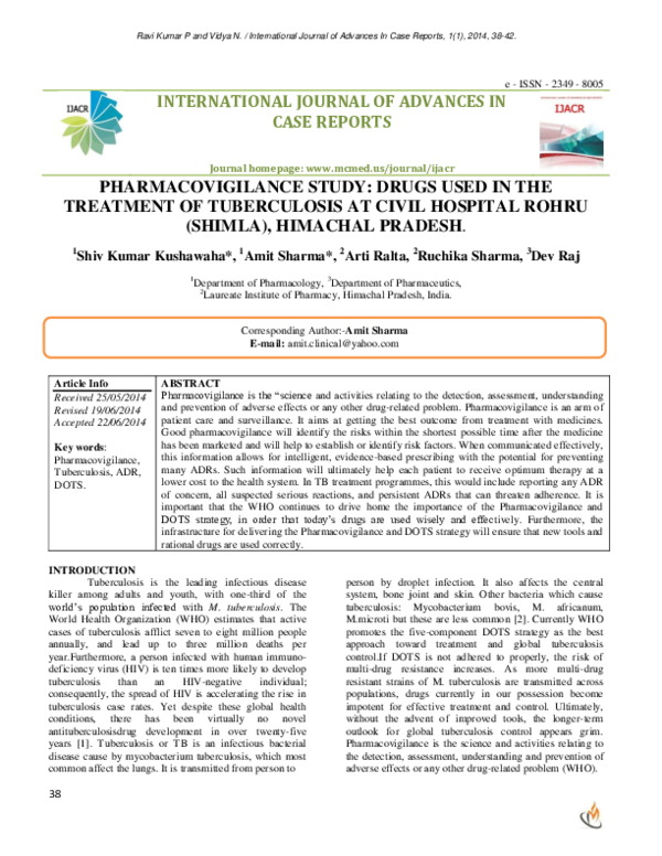 (PDF) PHARMACOVIGILANCE STUDY: DRUGS USED IN THE TREATMENT OF ...