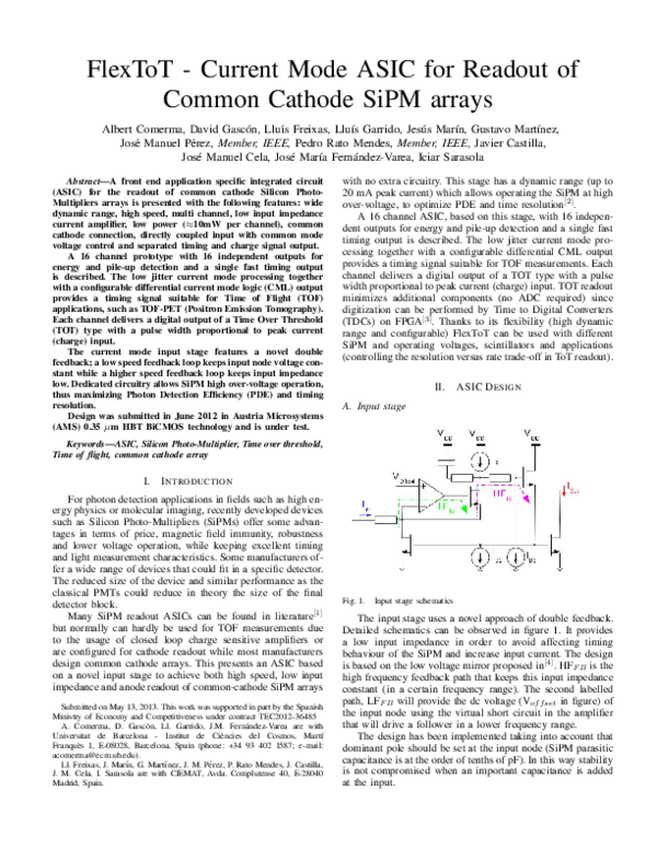 Pdf Flextot Current Mode Asic For Readout Of Common Cathode Sipm Arrays
