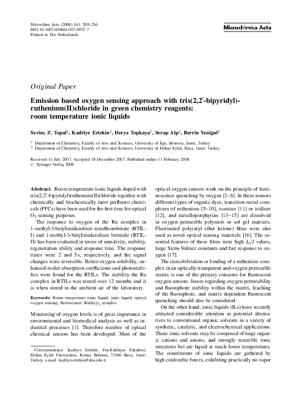 (PDF) Emission based oxygen sensing approach with tris(2,2′-bipyridyl)ruthenium(II)chloride in ...