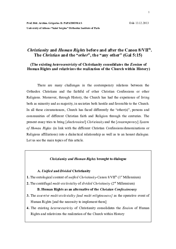 (DOC) 80. Christianity and Human Rights before and after the Canon 8 ...