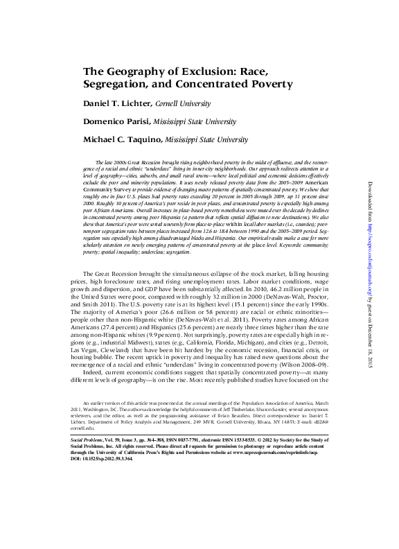 (PDF) The Geography of Exclusion: Race, Segregation, and Concentrated ...