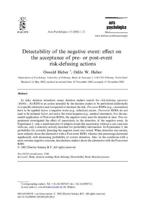 (PDF) Detectability of the negative event: effect on the acceptance of ...