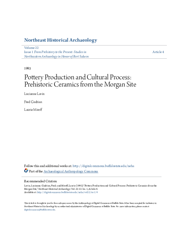 (PDF) Pottery Production and Cultural Process: Prehistoric Ceramics ...