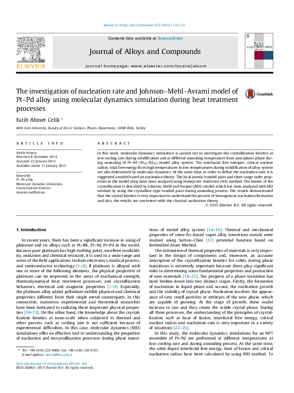 (PDF) The investigation of nucleation rate and Johnson–Mehl–Avrami ...