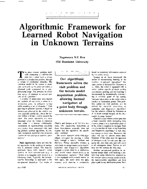 Pdf Algorithmic Framework For Learned Robot Navigation In Unknown Terrains