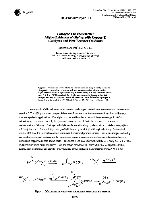 (PDF) Catalytic enantioselective allylic oxidation of olefins with ...