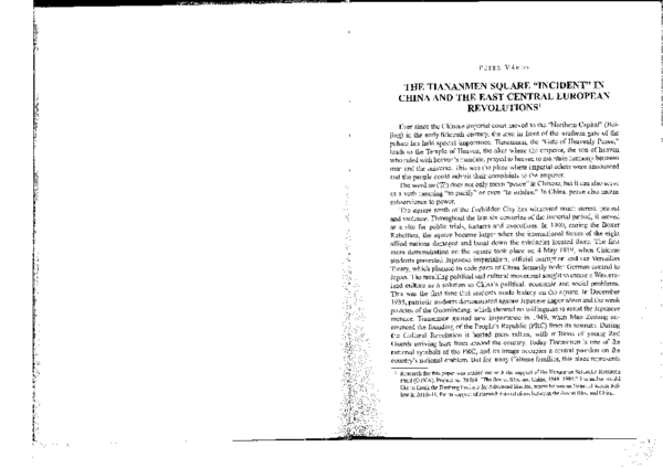 (PDF) The Tiananmen Square “Incident” in China and the East Central ...
