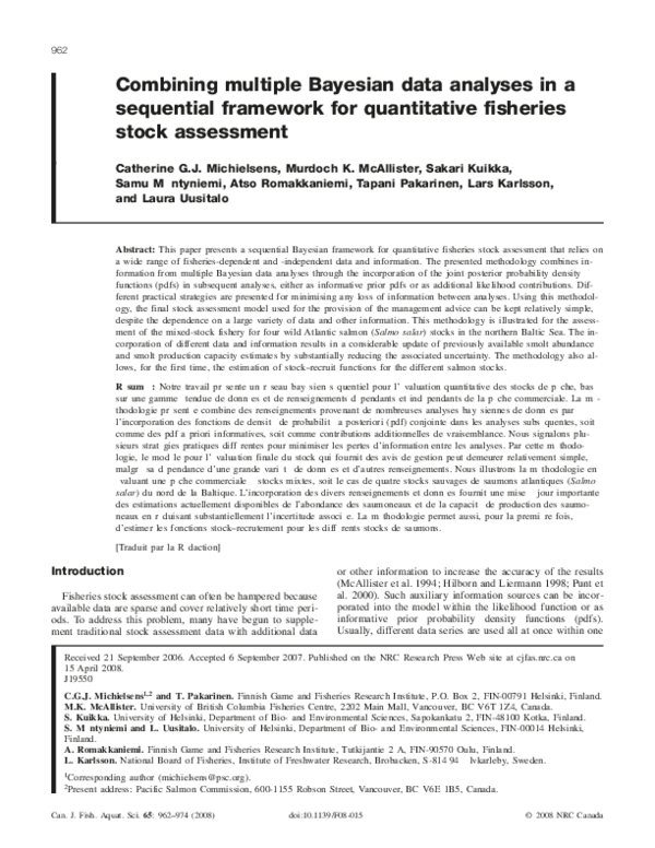 Pdf Combining Multiple Bayesian Data Analyses In A Sequential
