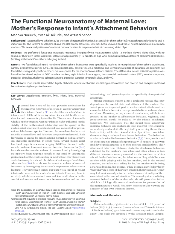 (PDF) The functional neuroanatomy of maternal love: mother’s response ...