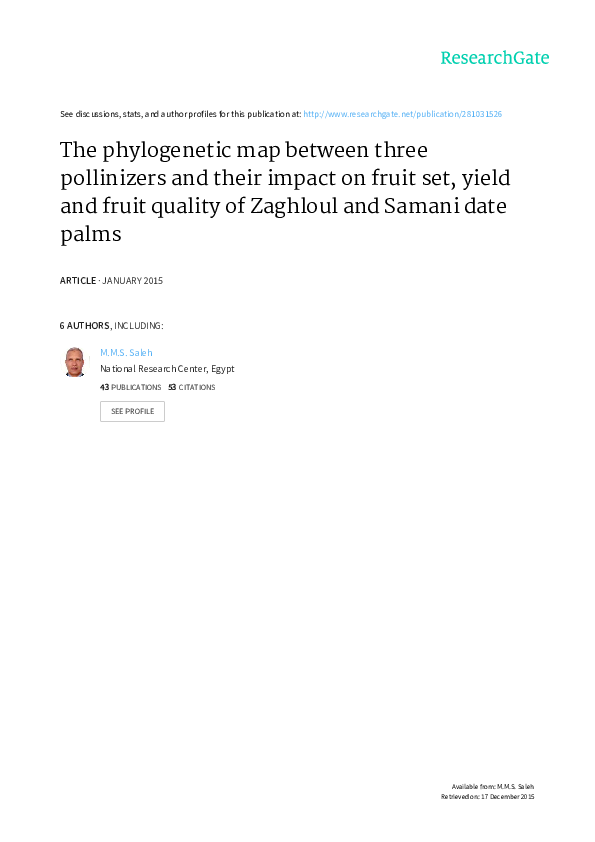 (PDF) The phylogenetic map between three pollinizers and their impact ...