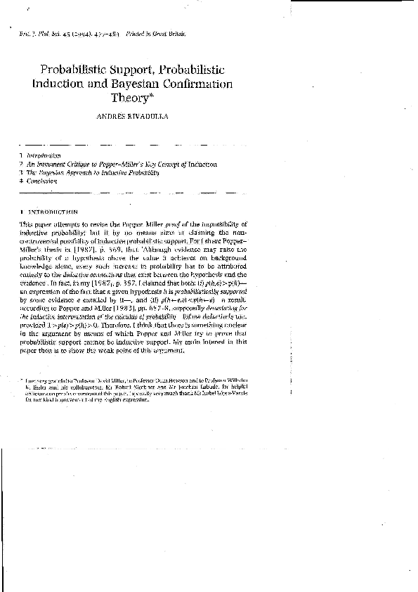 (PDF) PROBABILISTIC INDUCTION AND BAYESIAN CONFIRMATION THEORY