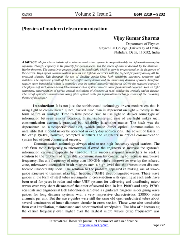 (PDF) Physics of modern telecommunication