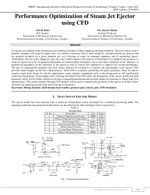 Pdf Performance Optimization Of Steam Jet Ejector Using Cfd