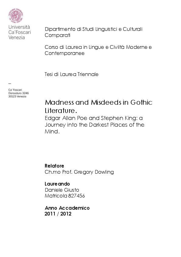 (PDF) Madness and Misdeeds in Gothic Literature