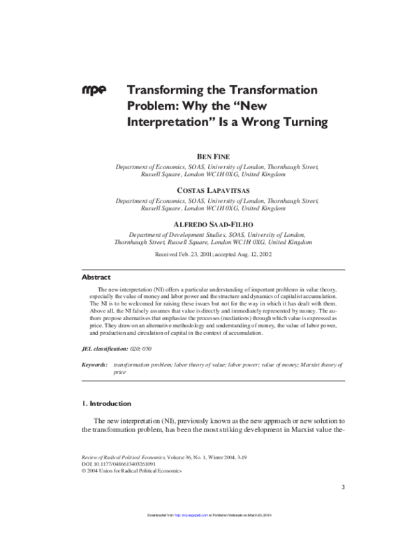 (PDF) Transforming the Transformation Problem: Why the “New ...