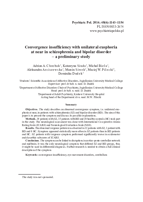 (PDF) Convergence insufficiency with unilateral exophoria at near in ...