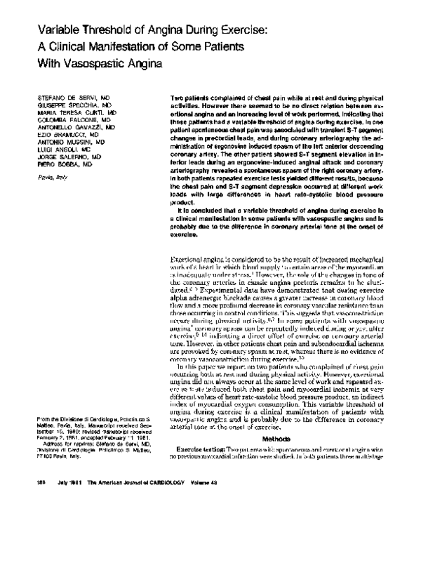 (PDF) Variable threshold of angina during exercise: A clinical ...