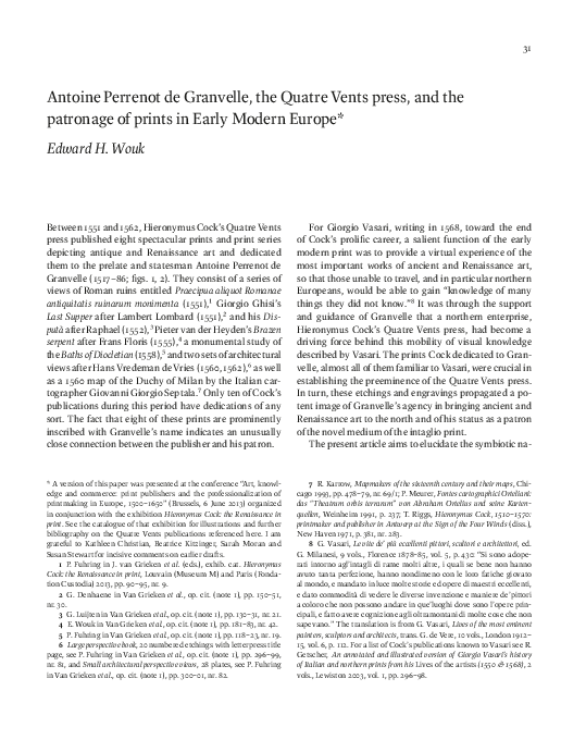 "Antoine Perrenot de Granvelle, the Quatre Vents Press, and the ...