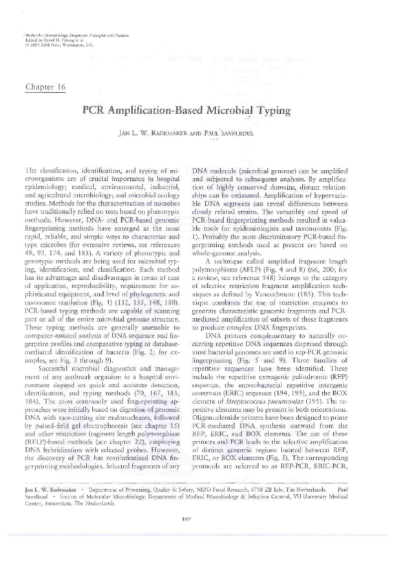 (PDF) PCR Amplification-Based Microbial Typing